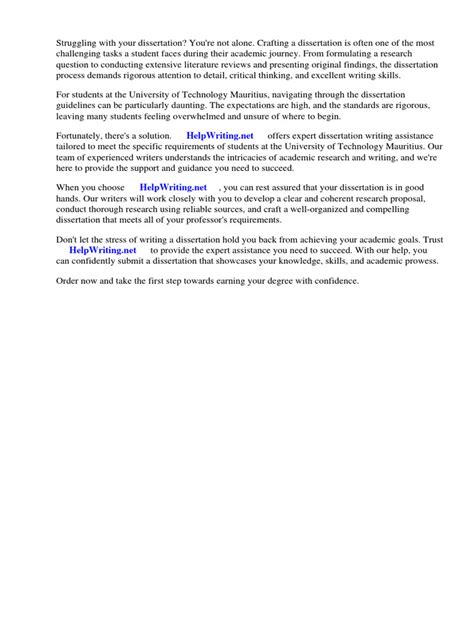 Dissertation Guidelines University Of Technology Mauritius Pdf Thesis Human Communication