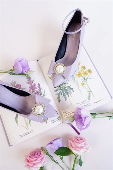 바이올렛 퍼퓸 펄리본 플랫슈즈메리제인힐펌프스퍼플 아이디어스
