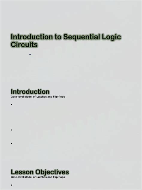 Coen 3103 Lesson 11 Introduction To Sequential Logic Circuits Pdf Logic Gate Electronic