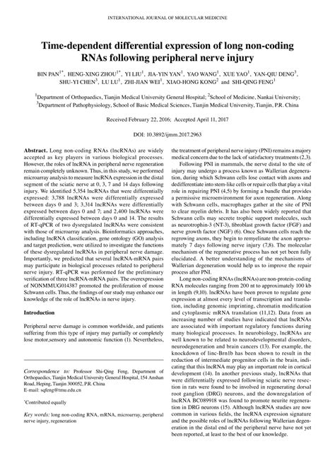 Pdf Time Dependent Differential Expression Of Long Non Coding Rnas
