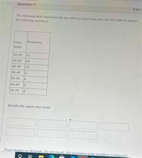 solved question 5 4 pts the following table represents the