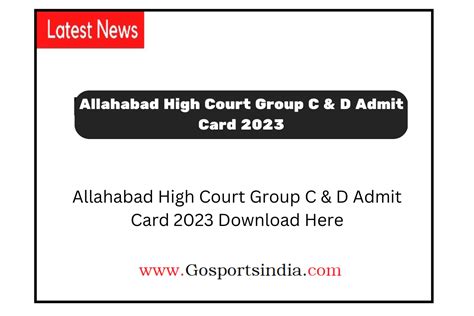 Allahabad High Court Group C And D Admit Card 2023