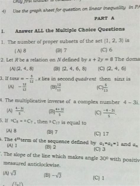 4 Use The Graph Sheet For Question On Linear Inequality In Phpart Ai