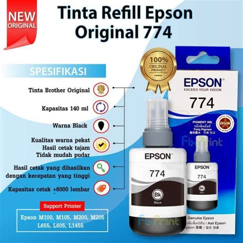 Jual Tinta Refill Botol Original 774 T774 T7741 Black Printer M100 M Di Seller Hexana Store