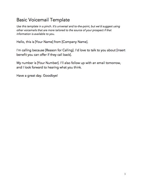 Free Sales Voicemail Script Templates Download Now