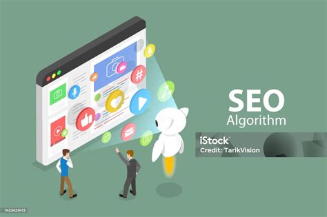 3d 아이소메트릭 플랫 벡터 Seo 알고리즘의 개념적 일러스트 레이 션 0명에 대한 스톡 벡터 아트 및 기타 이미지 0명