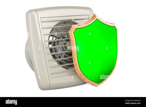 Extractor Fan With Shield 3d Rendering Isolated On White Background