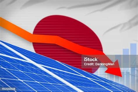 일본 태양 에너지 파워 하강 차트 화살표 다운재생 자연 에너지 산업 그림 3d 일러스트레이션 0명에 대한 스톡 사진 및 기타