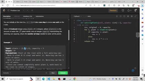 leetcode 2079 watering plants simulation youtube