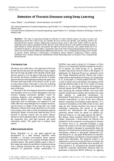 Pdf Detection Of Thoracic Diseases Using Deep Learning