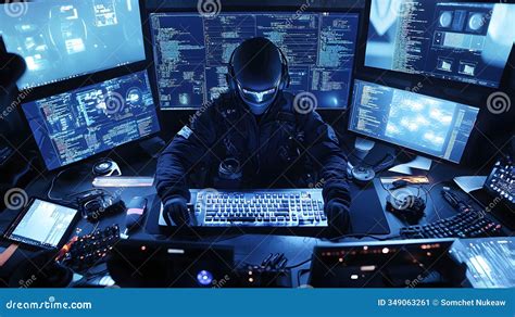 Cybersecurity Operation High Tech Workspace Digital Art Futuristic Environment Close Up View
