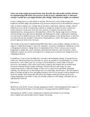 Unit Implementing EBP Docx Select One Of The Models Presented In This Unit Describe How