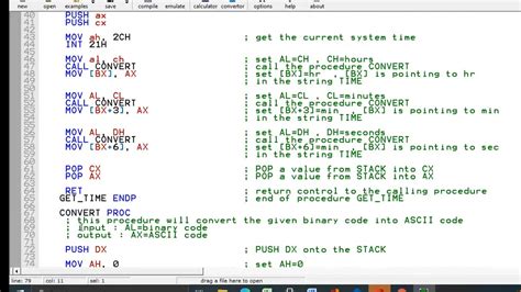 Emu8086 Assembly Language Time Printer Asm Youtube