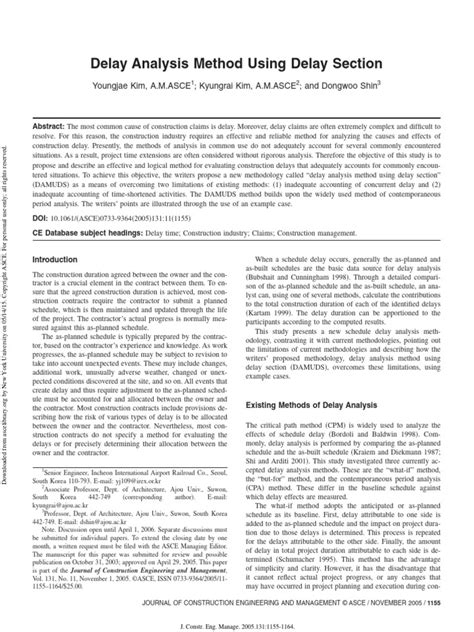 Delay Analysis Method Using Delay Section Pdf Methodology