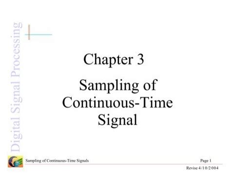 Chapter 3 Sampling Of Continuous Time Signal