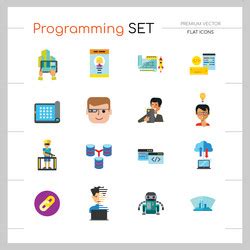 Programming Icon Set Royalty Free Vector Image