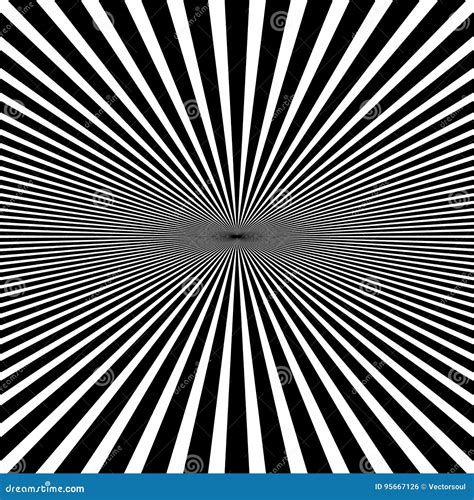 Circular Pattern Of Radial Radiating Lines Monochrome Stock Vector Illustration Of Centric