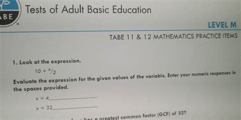 Solved Tests Of Adult Basic Education B E Level M Tabe 11 And 12