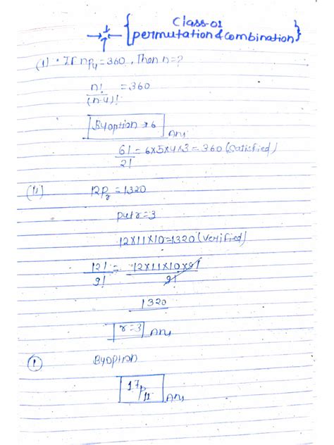 325 Permutation And Combination Class Notes 1 Pdf