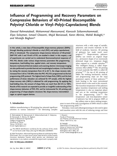 Influence Of Programming And Recovery Parameters O Pdf Deformation
