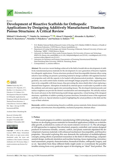Pdf Development Of Bioactive Scaffolds For Orthopedic Applications By Designing Additively