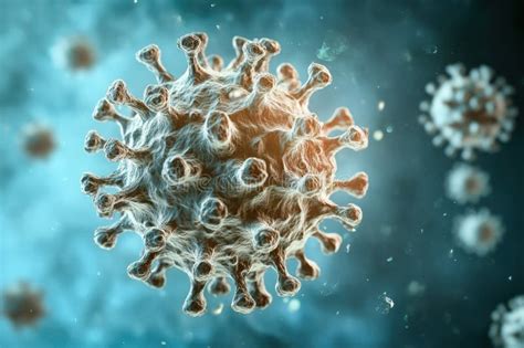 Detailed 3d Rendering Of A Virus Cell Floating In A Microscopic Environment Stock Illustration