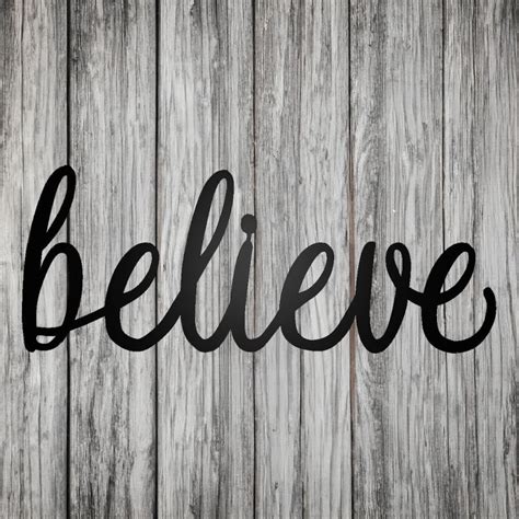 Believe Script Metal Sign Black Steel Wall Art Etsy