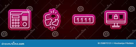 Set Line House Intercom System Broken Or Cracked Lock Password Protection And Lock Computer