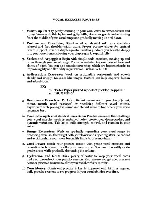 Vocal Exercise Routines Vocal Exercise Routines Warm Up Start By Gently Warming Up Your