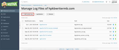 plesk log files hostpapa support