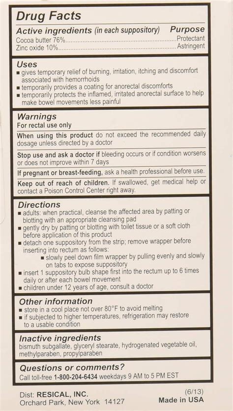 Calmol 4 Hemorrhoidal Suppositories 12 Count Fast Relief For Hemorrhoids