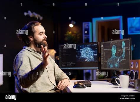 Self Aware Ai Gaining Anthropomorphic Form Inside Cyberspace Waving