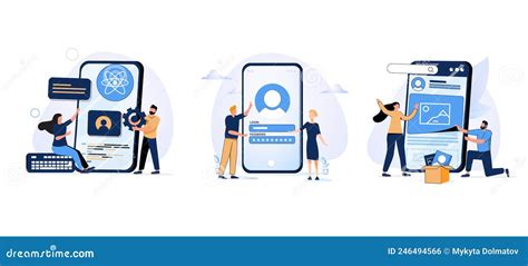 Mobile App Development Process Abstract Concept Vector Illustration Set