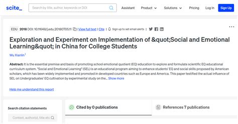 Exploration And Experiment On Implementation Of Social And Emotional