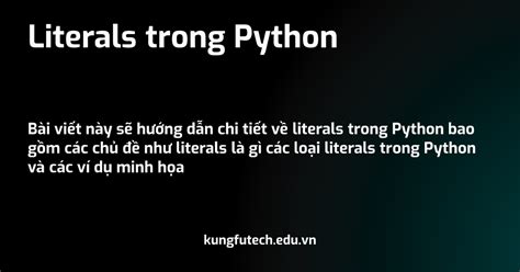 Literals Trong Python