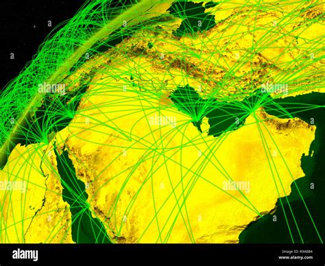 Kuwait On Model Of Green Planet Earth With International Networks Concept Of Digital