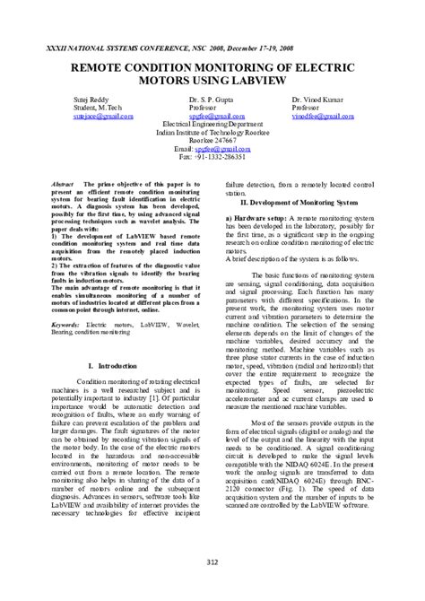 Pdf Remote Condition Monitoring Of Electric Motors Using Labview