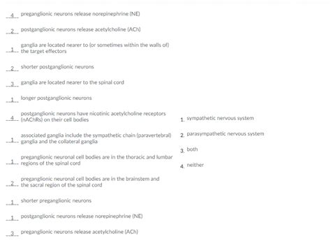Solved Preganglionic Neurons Release Norepinephrine Ne