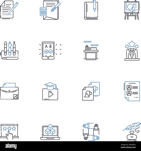 Functional Ideology Line Icons Collection Efficiency Rationality Pragmatism Utilitarianism