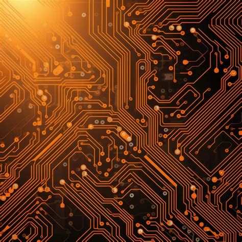 Premium Photo Technological Circuits Futuristic Orange Seamless Pattern