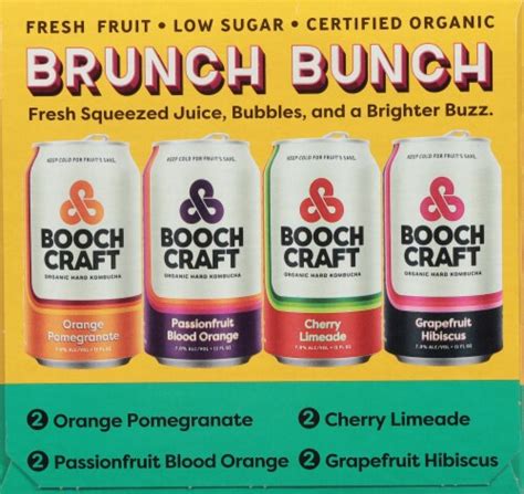 Boochcraft Organic Hard Kombucha Variety Pack Cans 8 Ct 12 Fl Oz
