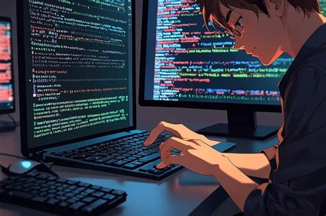 Programmer Typing Data Code Software Development Vector Illustration