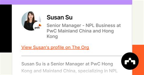 Susan Su Senior Manager Npl Business At Pwc Mainland China And Hong Kong The Org