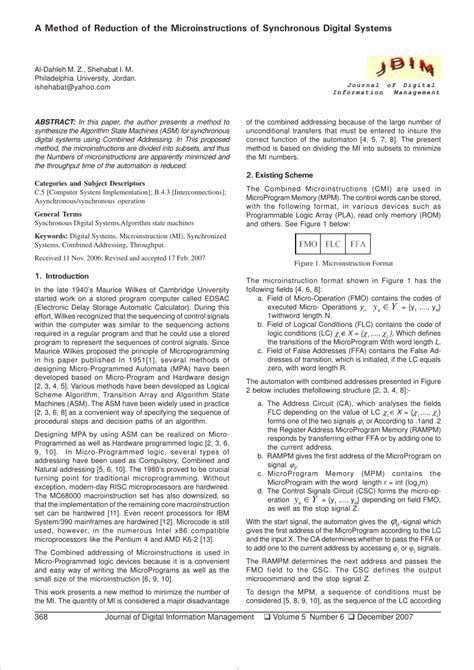 Pdf A Method Of Reduction Of The Microinstructions Of Synchronous