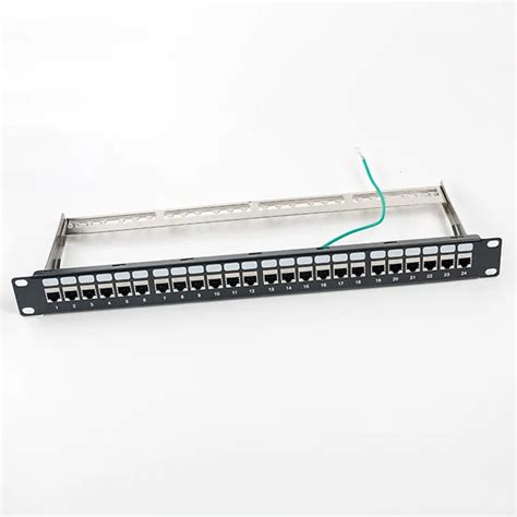 Patch Panel 24 Port Cat6A Cat7 Cat8 STP 19 Inch With Removable Back Bar Network Patch Panel