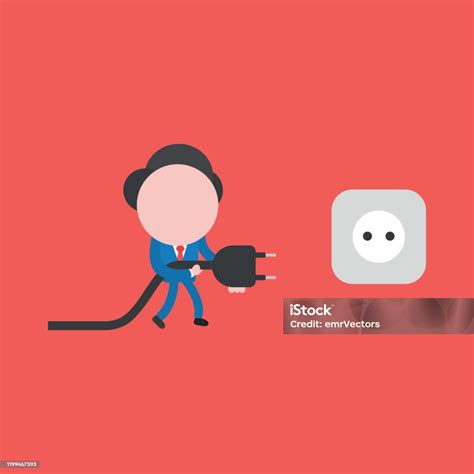 빨간 배경에 콘센트에 플러그를 들고 걷고 있는 사업가 캐릭터의 벡터 일러스트레이션 가공의 인물에 대한 스톡 벡터 아트 및 기타 이미지 가공의 인물 개념 걷기 Istock