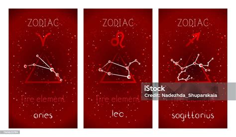 조디악의 징후 점성술 별자리와 추상적 인 배경에 손으로 그린 글자와 세 카드의 집합입니다 개체 그룹에 대한 스톡 벡터 아트 및