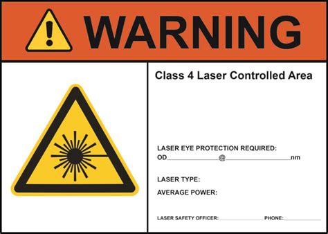 Warning Class 4 Laser Controlled Area Laser Warning Sign Attenutech