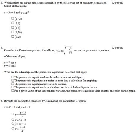 Solved Which Points Are On The Plane Curve Described By Chegg