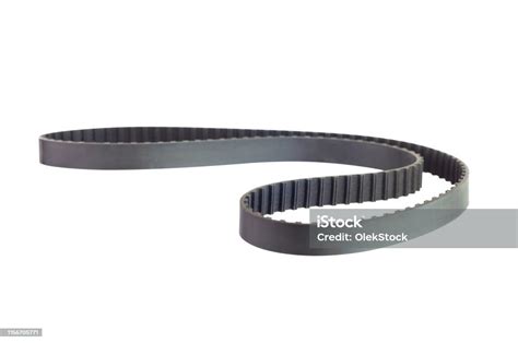 그림자없이 흰색 배경에 고립 된 새로운 검은 색 고무 원 톱 니 자동차 타이밍 벨트 줄 개인 장식품에 대한 스톡 사진 및 기타 이미지 줄 개인 장식품 엔진 차